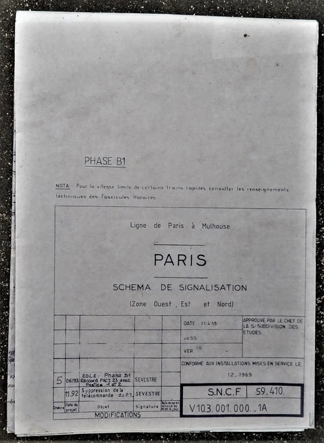 SNCF DOCUMENT SIGNALLING scheme station de PARIS EST 1959-1993 signal ...