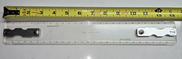 VINTAGE PLASTIC MUTOH Japan A-6 12" Drafting Arm Quarter / Eighth Scale ...