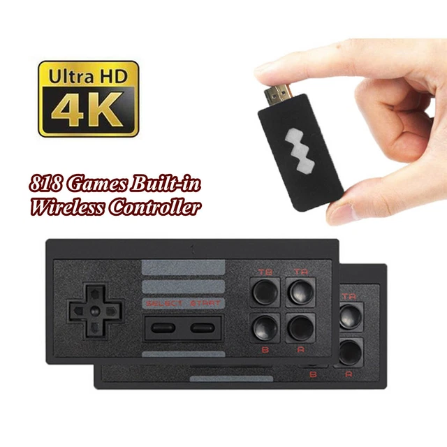 WIRELESS RETRO GAME Console 4K HDMI HDTV Stick 818 Built-in Games w/2 ...