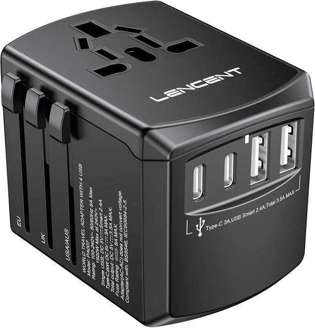 UNIVERSAL TRAVEL ADAPTER, International Charger Type-C PD Fast Charging ...