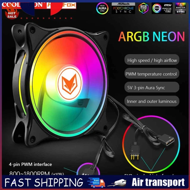 # WATER COOLING 12V 4 Pin PWM 5V 3Pin ARGB Aura Sync PC Case Fan (Black ...