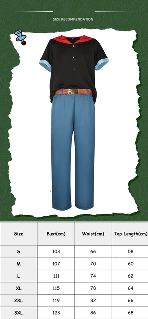 POPEYE THE SAILOR Bobby Cosplay Costume Full Set Fancy Outfit Halloween ...