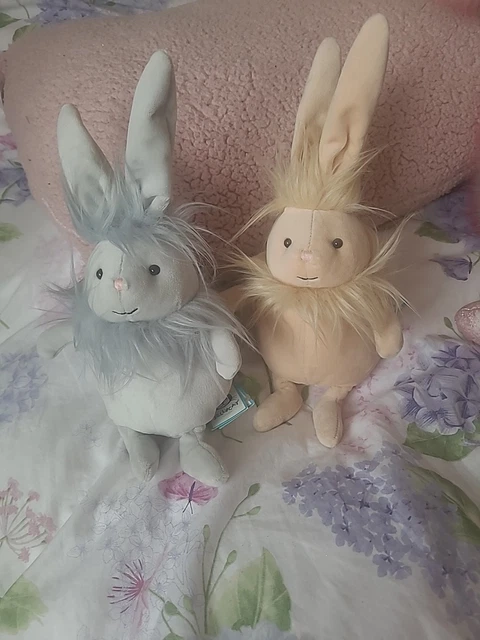 JELLYCAT SILVER FLUMPET Bunny Soft Toy Plush And Beige Flumpet Bunny £ ...