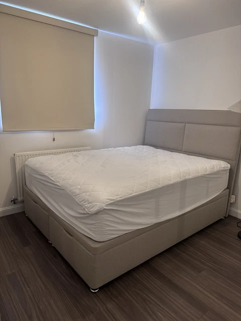 LUXURY KING SIZE Ottoman Bed + Latex Mattress + Linen Headboard ...