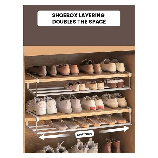 SHOE RACK RETRACTABLE Shoe Cabinet Layered Partition Holders Home ...
