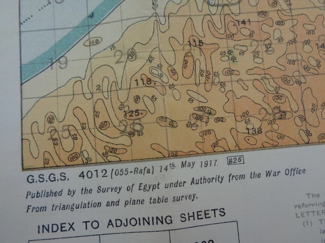 WW1 &SECRET& PALESTINE CAMPAIGN map of "RAFA" (Battle of RAFA ...