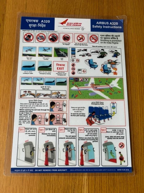 AIR INDIA AIRBUS A320 Safety Card £4.38 - PicClick UK