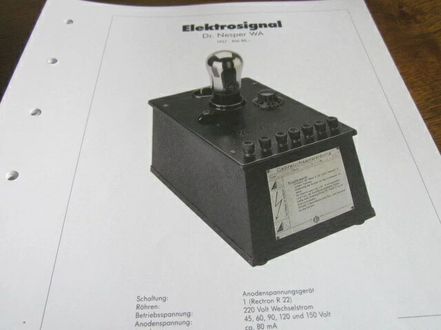 RADIO ARCHIV SCHALTPLAN 1992 Elektrosignal Dr. Nesper WA, 1927 EUR 7,50 ...
