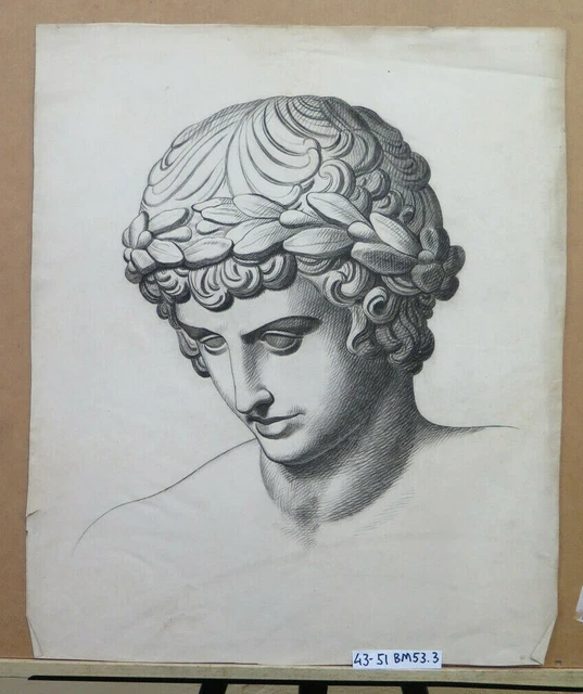 DESSIN ANCIENNE BUSTE Figure De Sculpture Classique tableau Crayon Sur ...