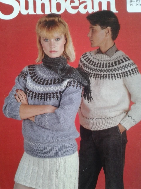 MENS/LADIES SWEATER FAIRISLE Sunbeam Tundra Knitting Pattern~Size 32-42 ...
