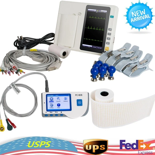 PORTABLE ECG HEART Monitor/Electrocardiograph EKG Machine/Thermal ...