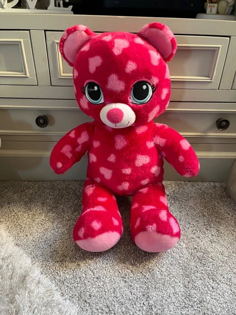 BUILD A BEAR red and pink heart bear plush 17” soft toy £5.99 - PicClick UK
