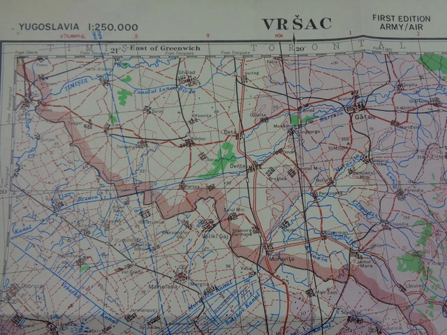 WW2 RAF / Army Map of YUGOSLAVIA and ROMANIA entitled "VRSAC" EUR 48,52 ...