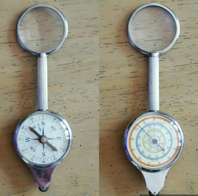 VINTAGE MECHANICAL MAP Measure, Compass And Magnifying Glass In One £49 ...