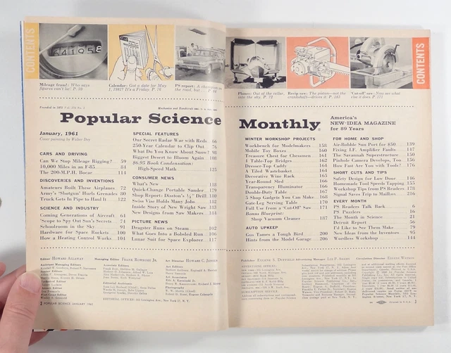 1961 JAN POPULAR SCIENCE plastic sun port SPEEDOMETER FRAUD workshop ...