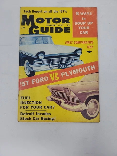 VINTAGE MOTOR GUIDE MAGAZINE FEB 1957 '57 Ford vs Plymouth (R) $8.95 ...