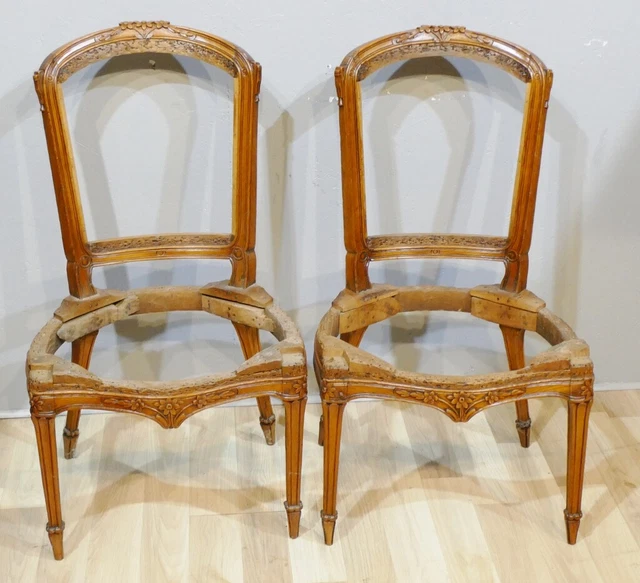 PAIRE DE CHAISES d'époque Transition Louis XV Louis XVI En Fût De Chêne ...