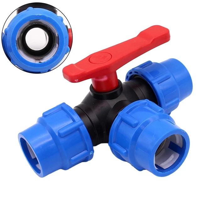 PE PIPE 3 Way Ball Valve 20/25/32/40/50mm Plastic Valve for Plumbing ...