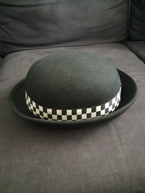 POLICE BOWLER HAT Checkered £7.58 - PicClick UK