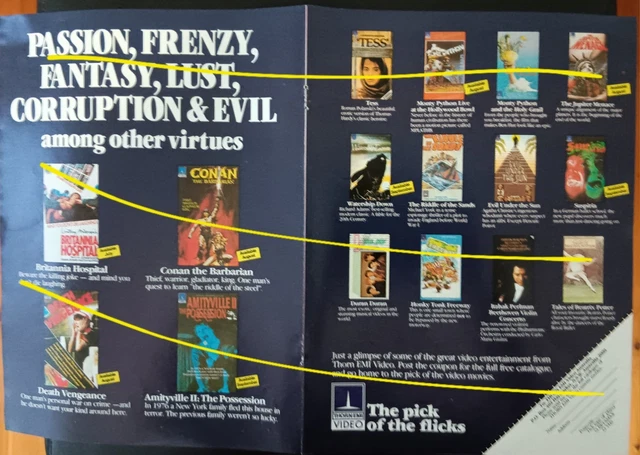 THORN EMI ADVERTS - Red Sonja, Hitler's SS, Britannia Hospital, Private ...