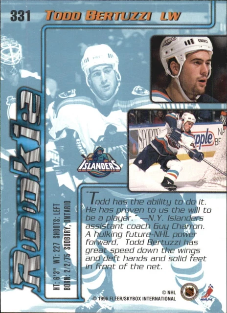 1995-96 ULTRA ISLANDERS Hockey Card #331 Todd Bertuzzi recrue EUR 1,86 - PicClick FR