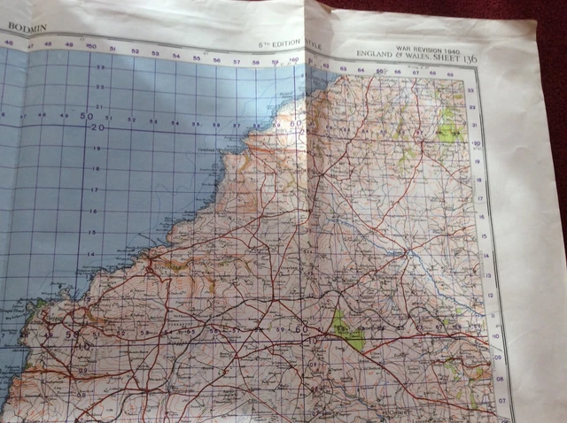 WW2 WARTIME CORNWALL, British Army Map, 1940 Bodmin, 2nd War Revision ...