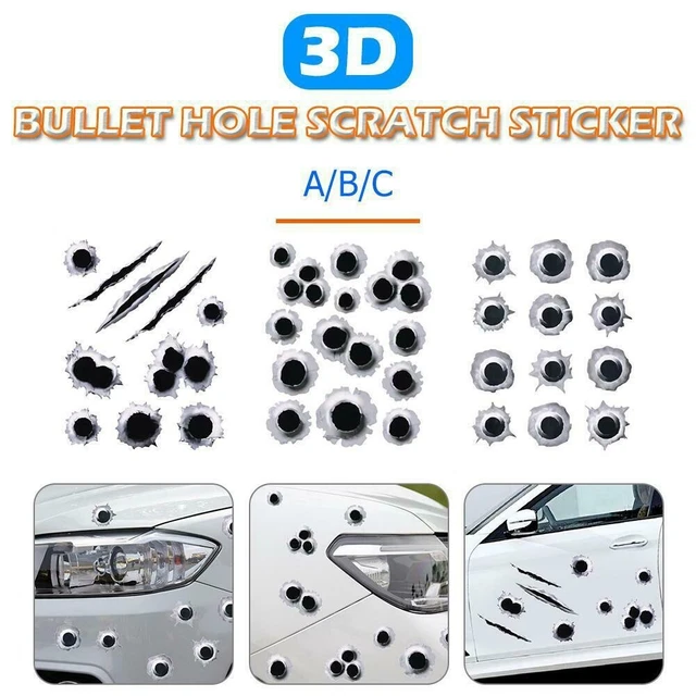 REALISTIC AUTO DECALS 3D Bullet Hole Design Scratch Resistant and ...