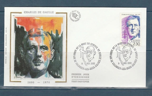 FRD ENVELOPPE DE Gaulle 20e anniversaire de sa mort 52 Colombey 1990 ...