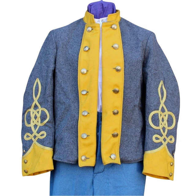 NEW GRAY CIVIL War Cavalry Officer Sutler Wool/Yellow Lapels Jacket £ ...