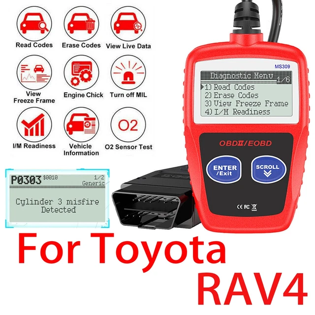 CAN BUS OBD2 II Car Code Reader Scanner Diagnostic Tool MS 309 For RAV4 ...