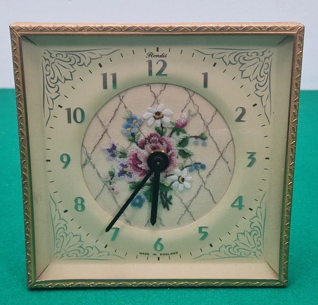 SMITHS RONDIS EMBROIDERED Faced Alarm Clock Made in England for ...