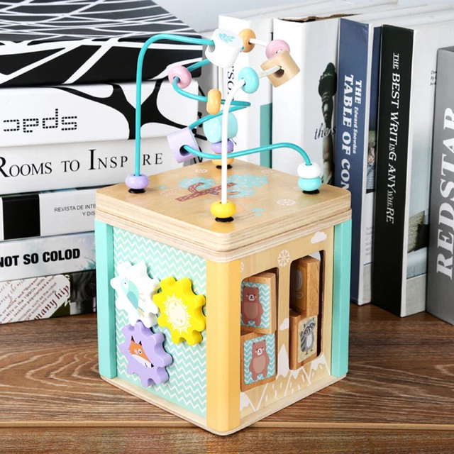 WOODEN ACTIVITY CUBE Fine Motor Skill Development (Forest Tetrahedron ...