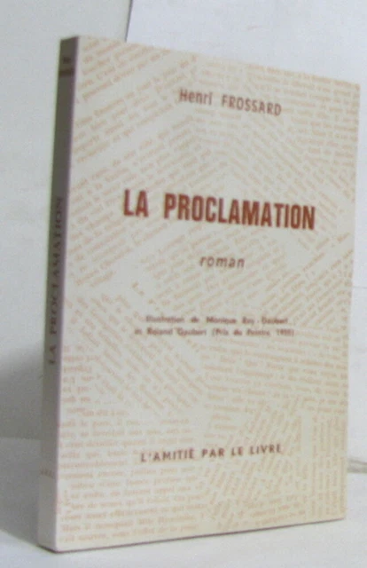 LA PROCLAMATION | Frossard Henri | Très bon état EUR 23,00 - PicClick FR