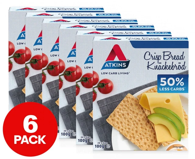 6 X ATKINS Low-Carb Crispbread 100g-FREE DELIVERY $24.59 - PicClick AU