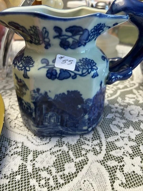 VINTAGE IRONSTONE FLOW blue white creamer pitcher Victoria ware $39.00 ...