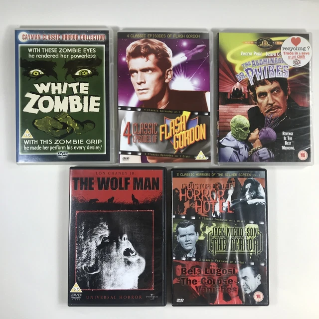 5 CLASSIC HORROR Film Dvd Collection White Zombie The Wolf Man And ...