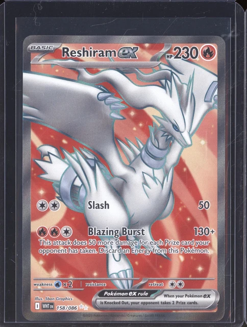 RESHIRAM EX 2025 Pokemon White Flare WHT 158/086 Ultra Rare $15.00 ...