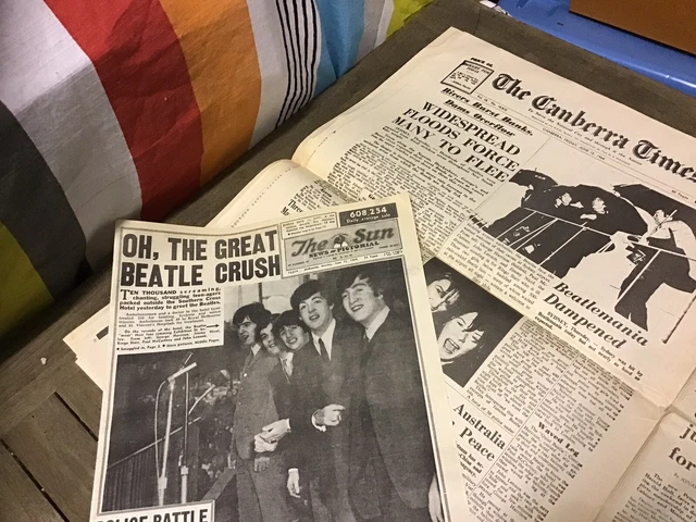 BEATLES 1964 AUSTRALIAN Concert Repro Newspaper Front Pages X 2 $49.99 ...