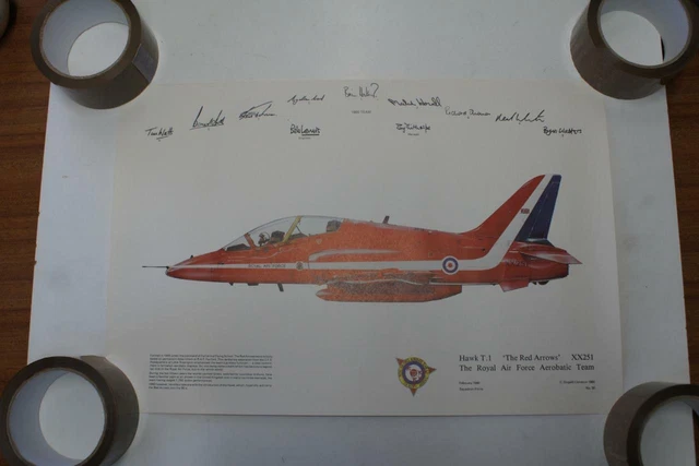 RAF RED ARROWS Signed Squadron Print 1980 Team Hawk T1. EUR 80,93 ...
