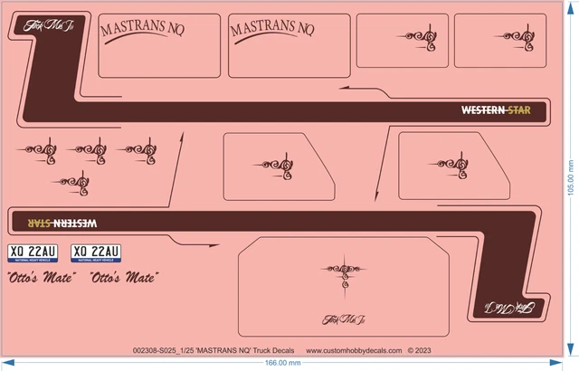 'MASTRANS NQ' WESTERN Star Truck Decals - 1/25 - Water Decal $19.90 ...