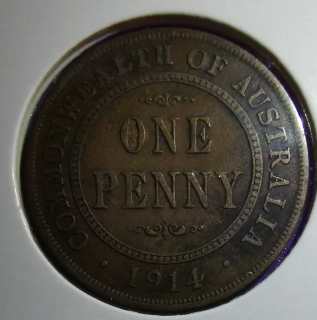 1914 AUSTRALIAN ONE Penny, George V Circulated coin $40.00 - PicClick AU