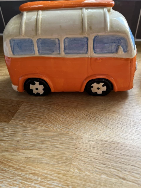MONEY BOX ORANGE Blue And Cream camper van bus £3.00 - PicClick UK