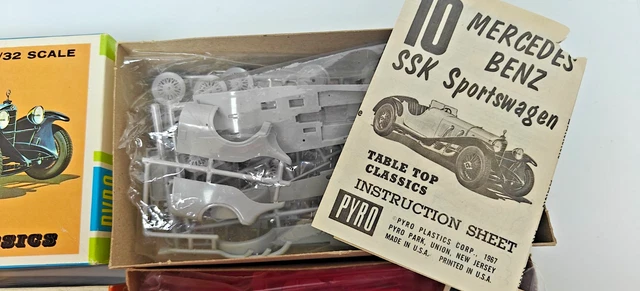 PYRO MERCEDES BENZ SSK plastic model car kit & 34 Plymouth Convertible ...
