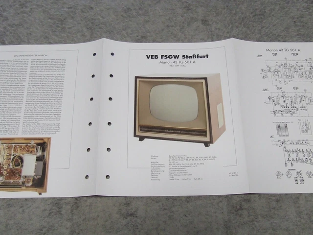 SCHALTPLAN FÜR FERNSEHGERÄT VEB FSGW Staßfurt Marion 43 TG501A ...