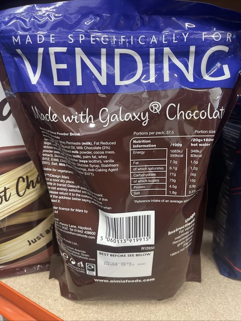 VENDING MACHINE GALAXY Hot Chocolate Refills Pouch x 750g £2.99 ...
