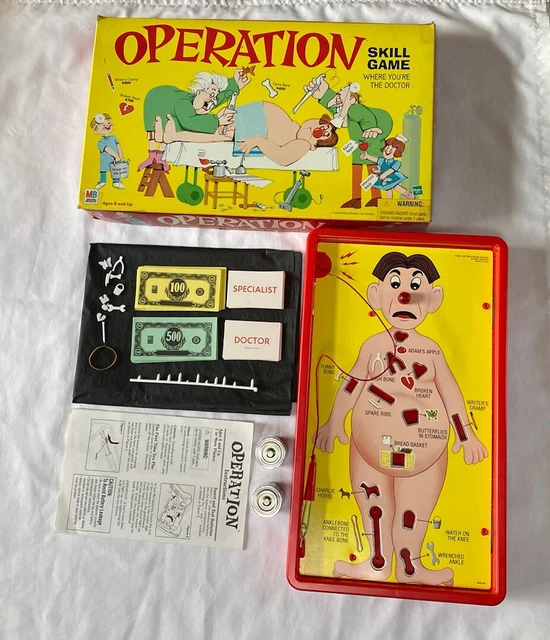 OPERATION SKILL BOARD Game Milton Bradley Hasbro 1999 Doctor Kids Retro ...