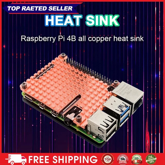 FOR RASPBERRY PI 4B Pure Copper Heatsink Passive Cooling Enclosure with ...