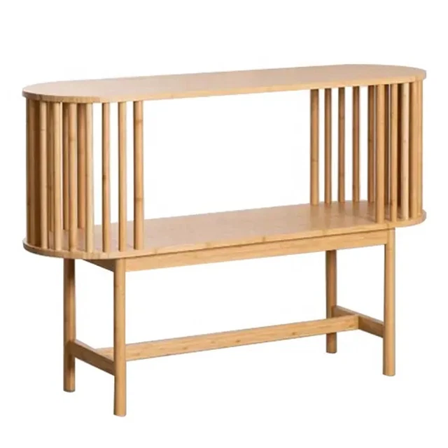 TABLE CONSOLE COMMODE console avec 2 étagères bambou SR90 EUR 94,99 ...