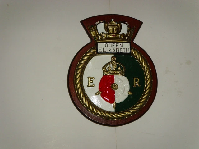 SHIPS CREST - HMS QUEEN ELIZABETH 9/ half by 8 ins £44.00 - PicClick UK