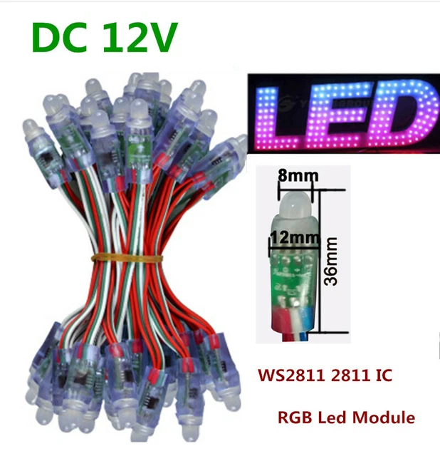 1000PC12MM WS2811 IC RGB Full Color Pixel LED Module light Chrismas ...